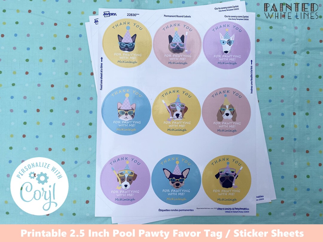 Printable Pool Party Favor Stickers Editable Template Tags Digital ...