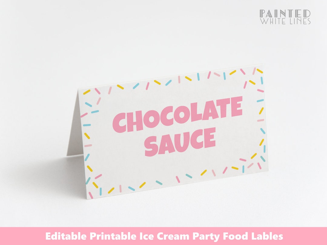 Ice Cream Food Labels Editable Printable Sweet Party Decorations Corjl ...