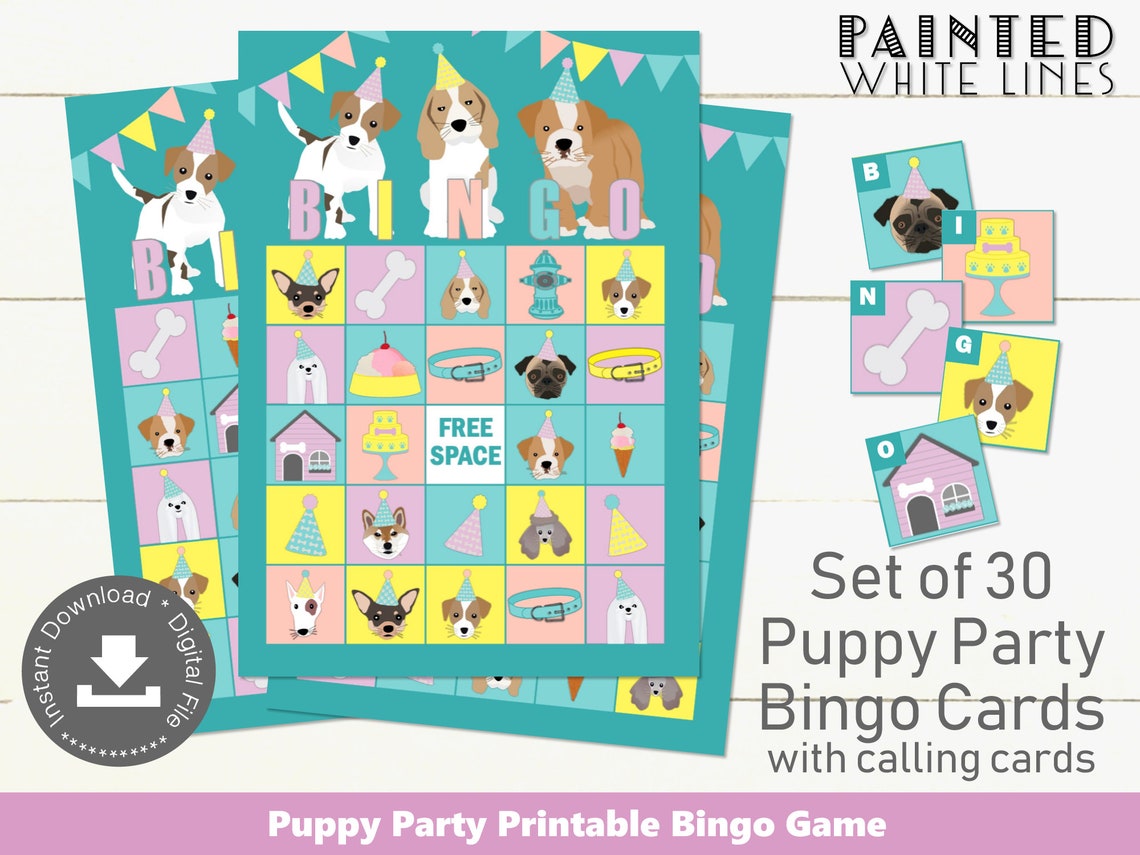 Puppy Dog Bingo Game Printable Bingo Game Bingo Cards Puppy - Etsy