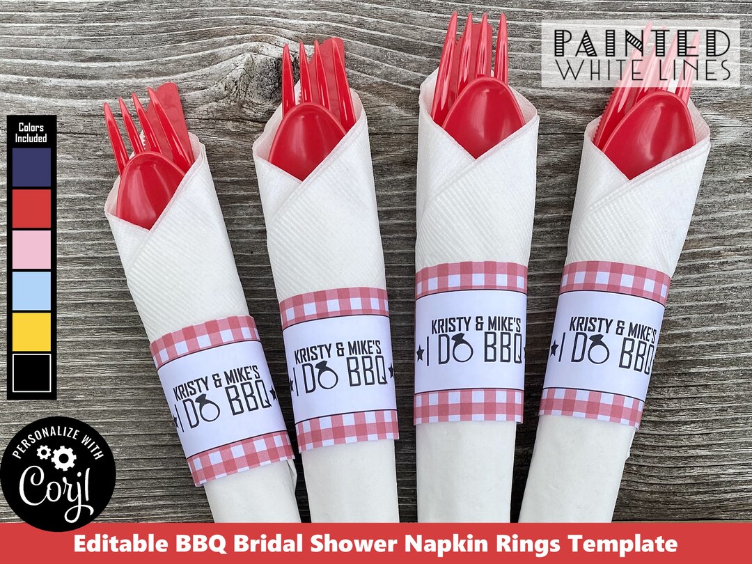 BBQ Bridal Shower Napkin Ring Template Printable I Do Backyard BBQ ...