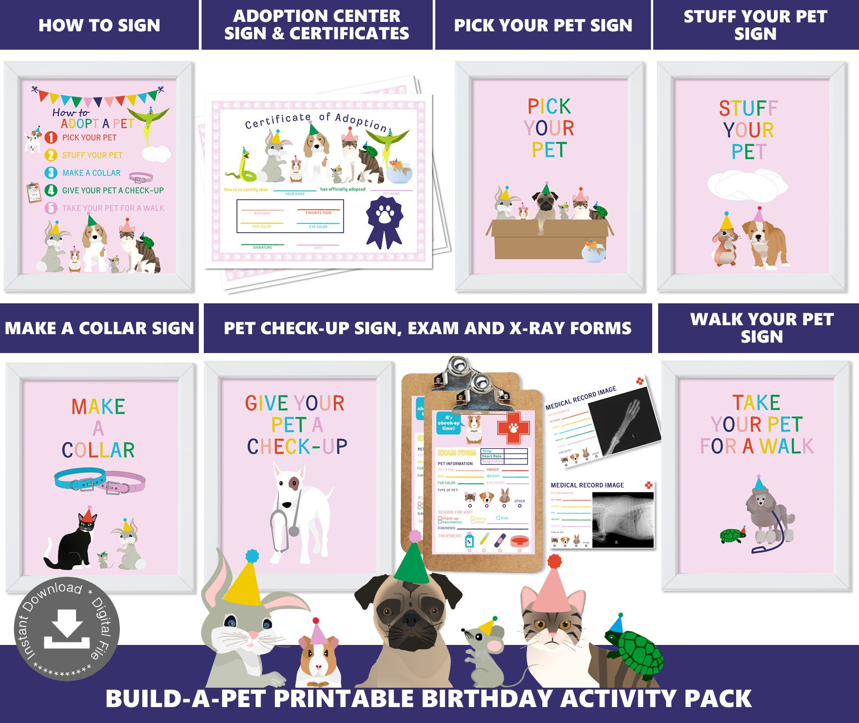 Build a Pet Party Activities Pet Adoption Station Package | Etsy