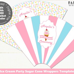 Ice Cream Cone Wrappers Printable Ice Cream Wrappers Ice Cream | Etsy