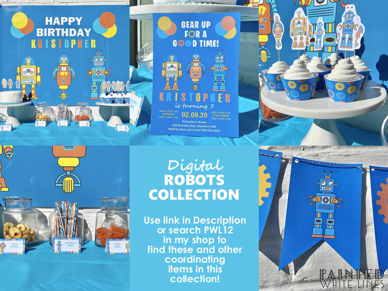 Robot Party Food Labels Printable Food Label Template Instant | Etsy
