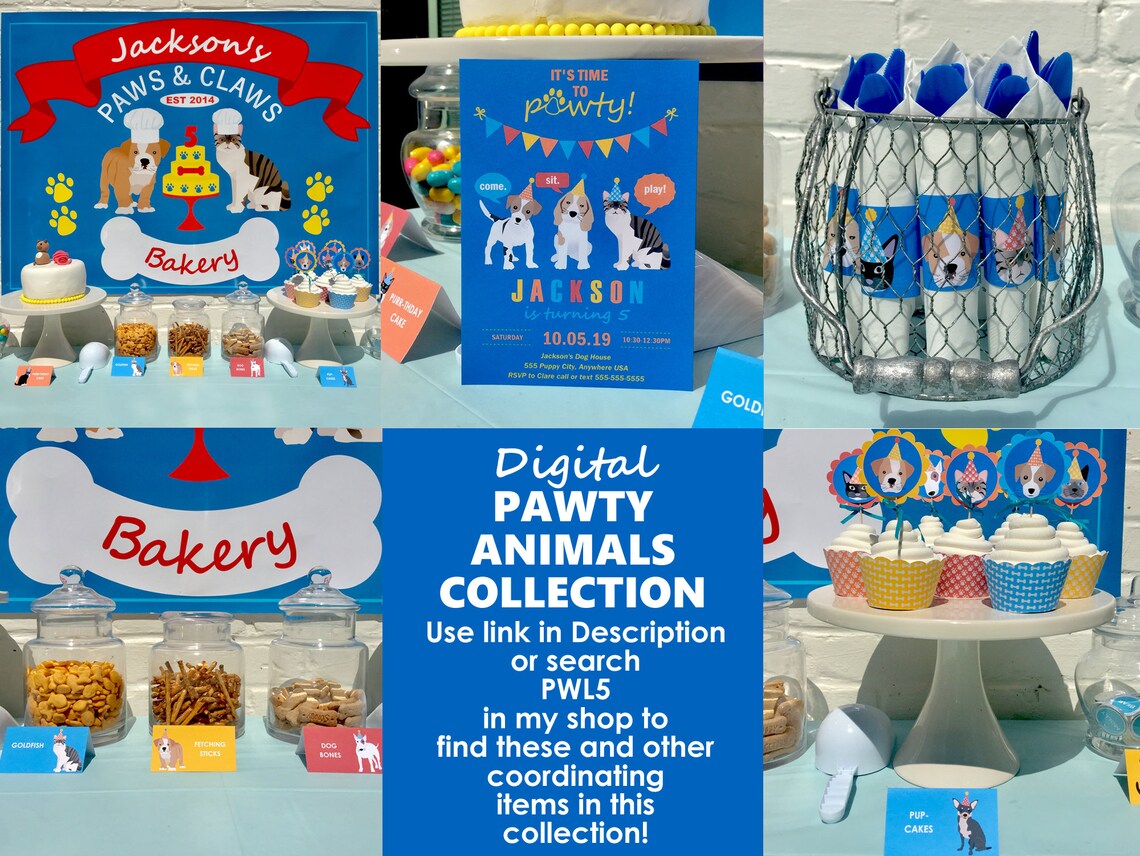 Pet Party Theme Cake Table Backdrop Printable Kids Birthday - Etsy