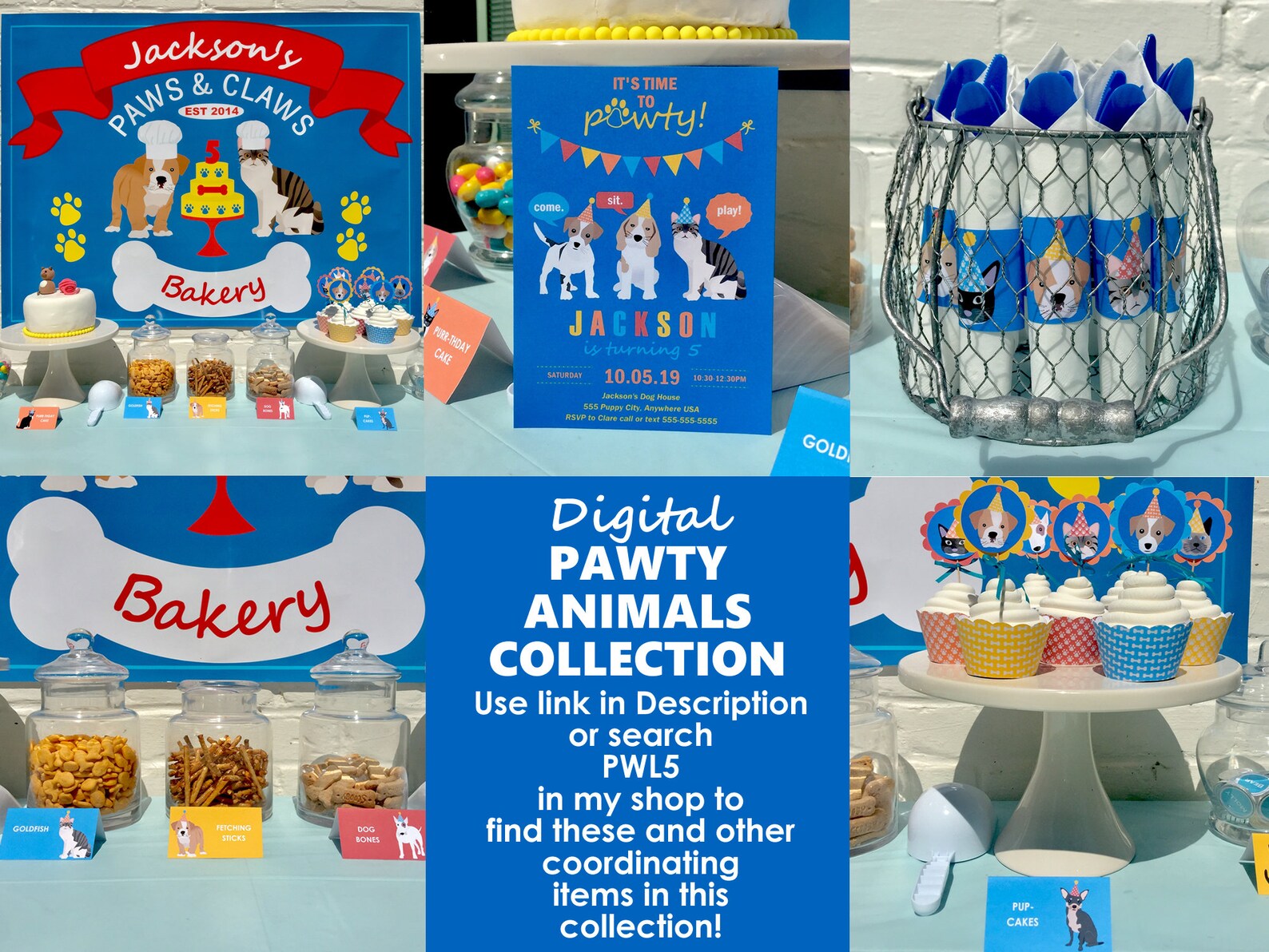 Pet Party Theme Cake Table Backdrop Printable Kids Birthday | Etsy