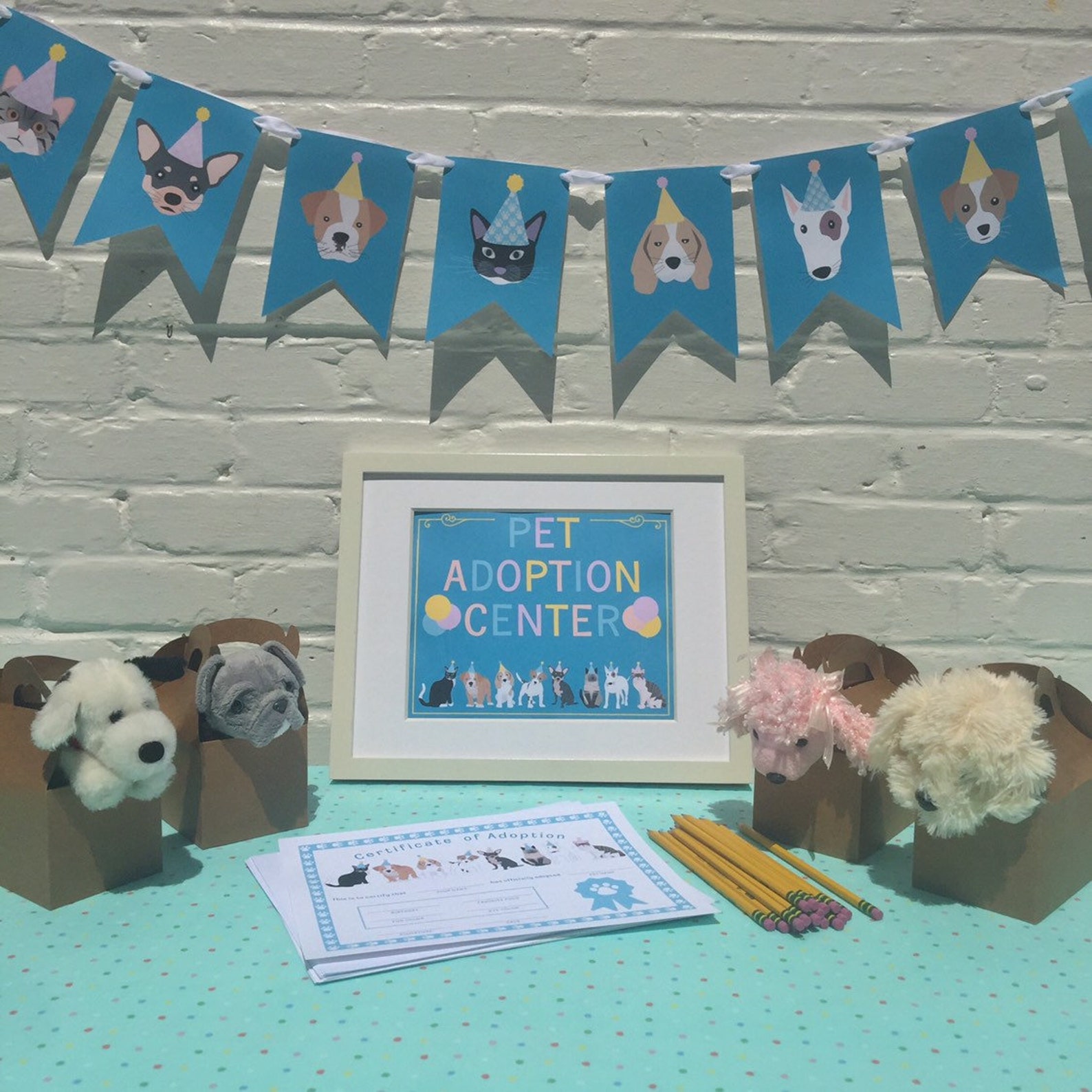 Pet Party Theme Cake Table Backdrop Printable Kids Birthday Banner ...