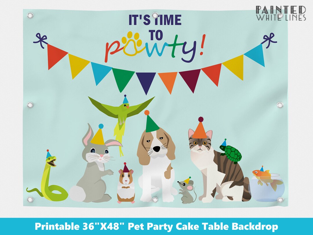 Pet Party Theme Banner Birthday Backdrop Pet Party Sign Digital File ...