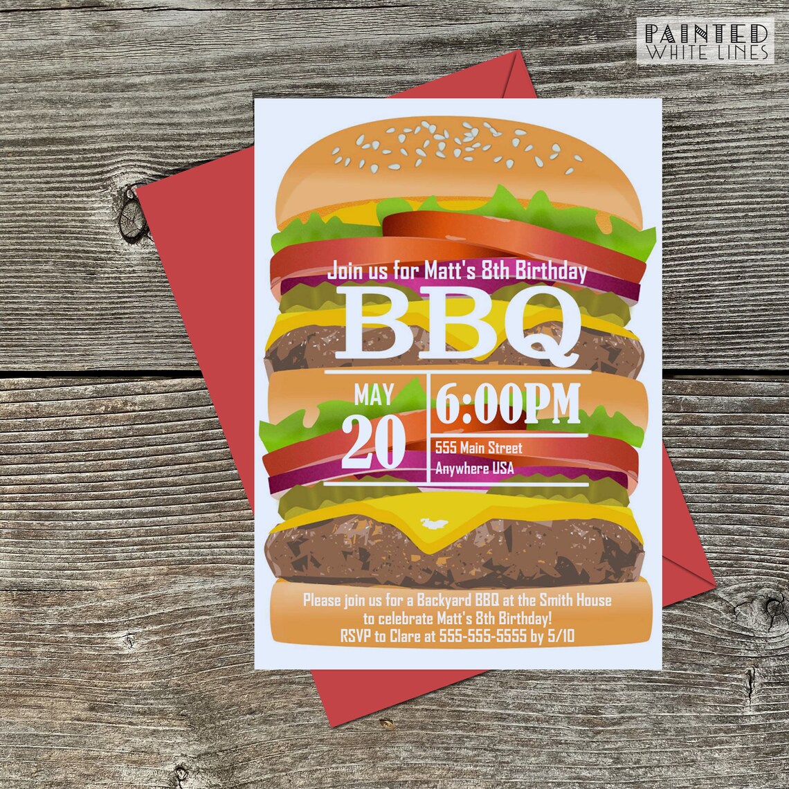 Burger Party Favor Tag Template Printable Editable Digital Instant ...