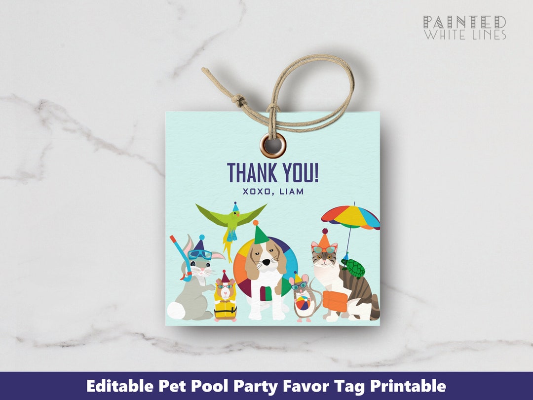 Pool Party Favor Tags Editable Printable Gift Tags Corjl - Etsy