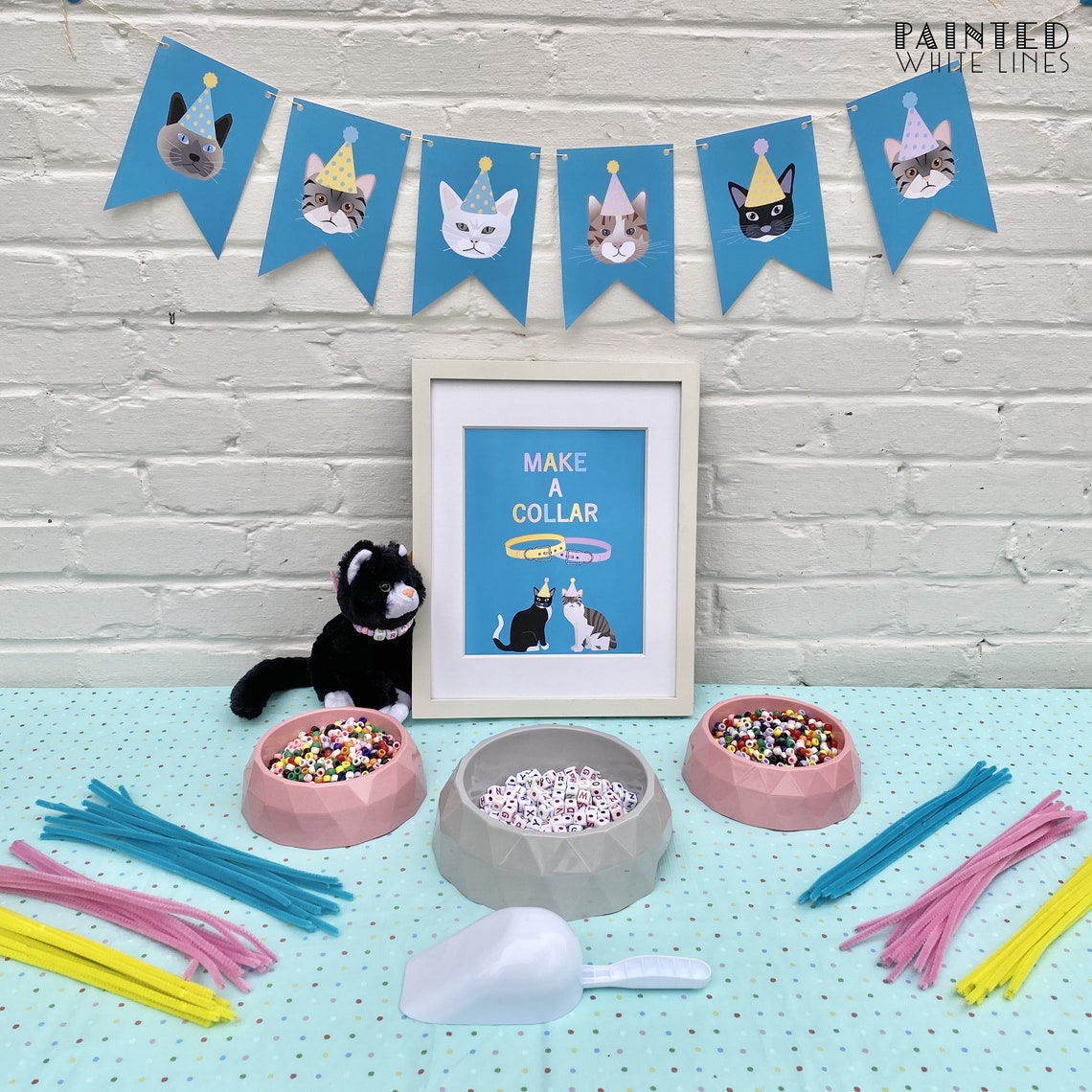 Kitty Cat Birthday Banner Cat Party Backdrop Sign Digital File - Etsy