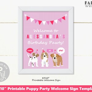 Pink Puppy Party Welcome Sign Printable 8x10 Dog Sign Birthday - Etsy