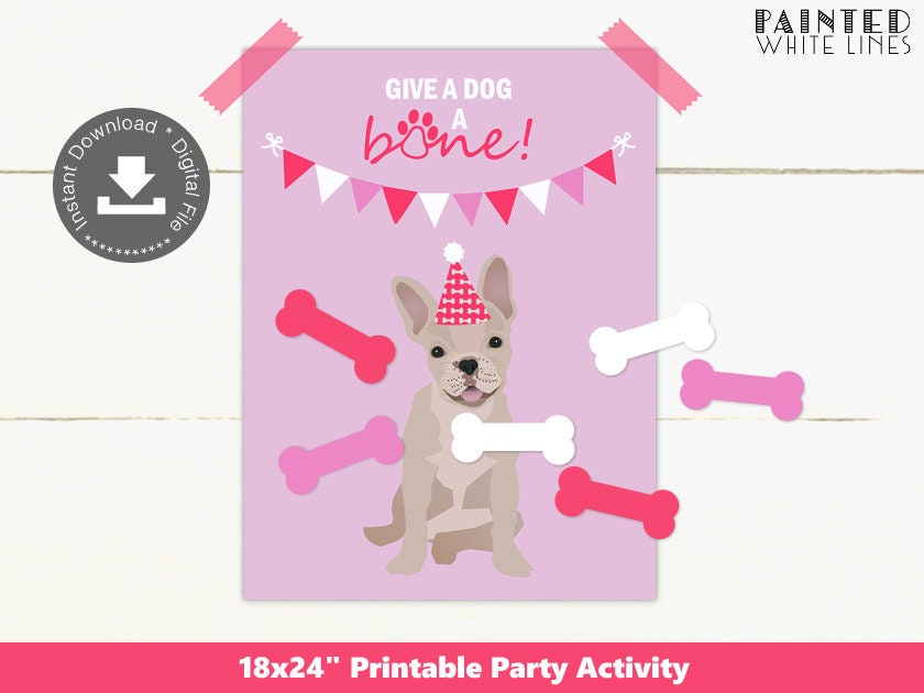 Pink Give a Dog a Bone Party Game Puppy Printable Activity - Etsy