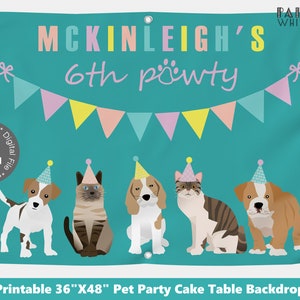 Cat and Dog Party Birthday Backdrop Personalized Sign Pet Party Banner ...