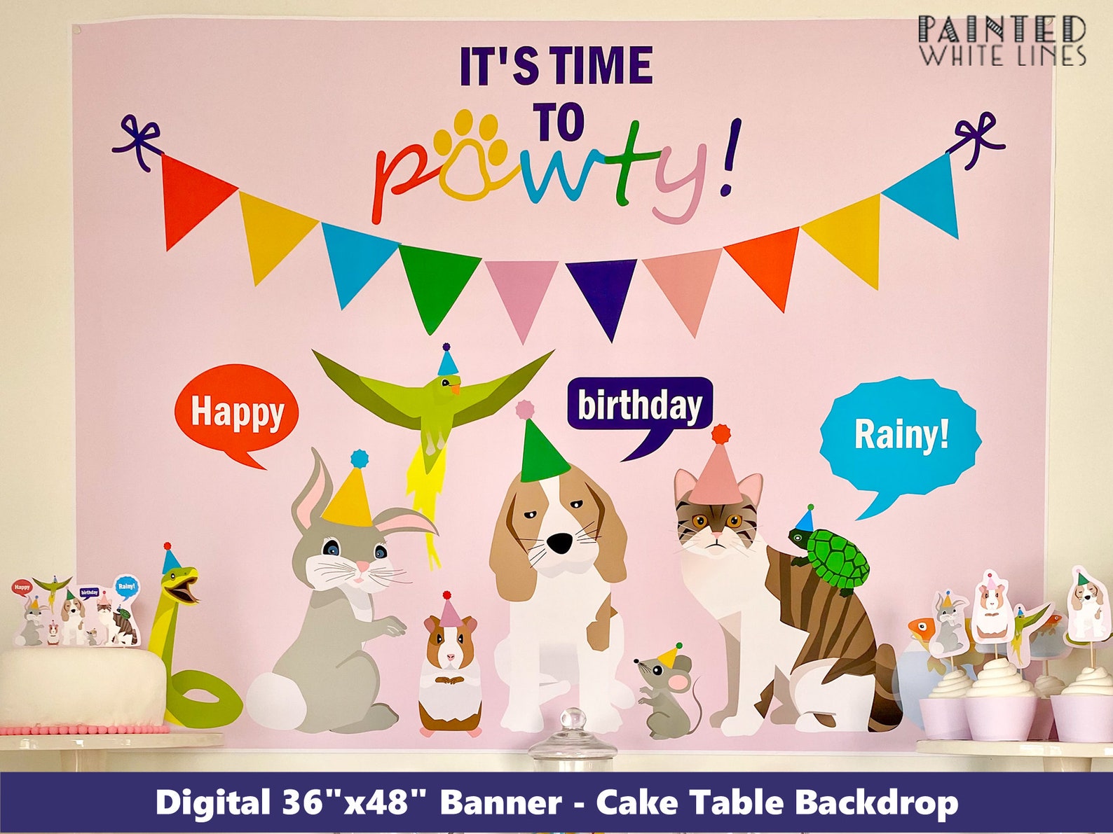 Pet Party Theme Banner Birthday Backdrop Pet Party Sign - Etsy