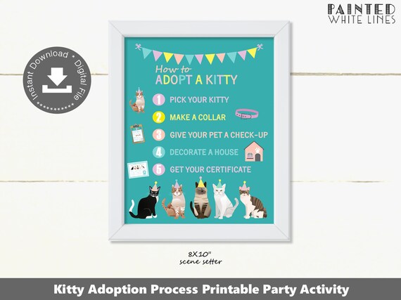 Printable Cat Adoption Process Sign Kitty Birthday Cat - Etsy
