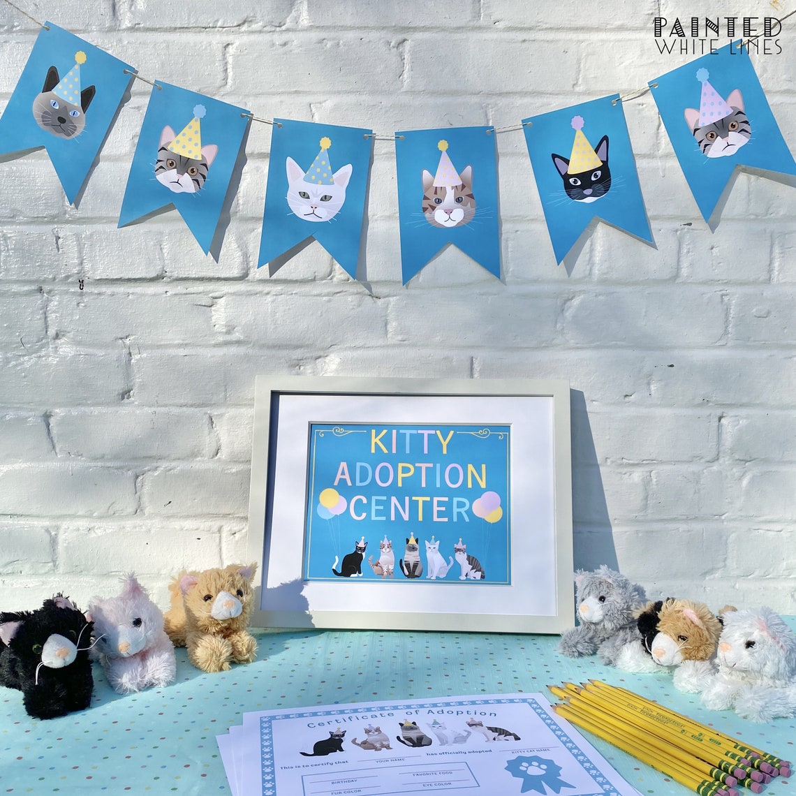 Kitty Cat Birthday Banner Cat Party Backdrop Sign Digital File - Etsy