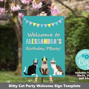 Cat Party Signs Cat Welcome Sign Poster Sizes Printable - Etsy