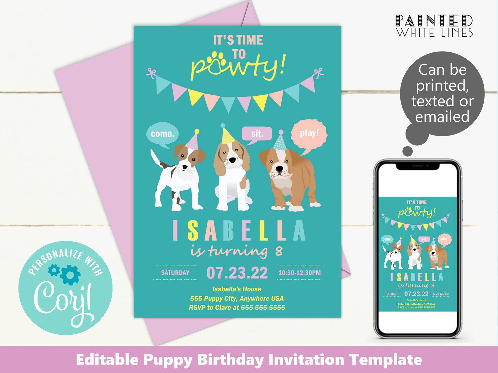 Puppy Dog Invitation Template Download Dog Party Invitation - Etsy