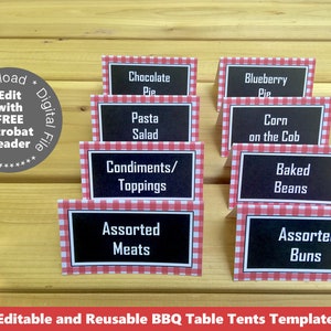 Printable Backyard BBQ Table Tents Template BBQ Food Labels | Etsy