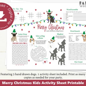 Dog Christmas Printable Activity Sheet Printables Kids Christmas Party ...