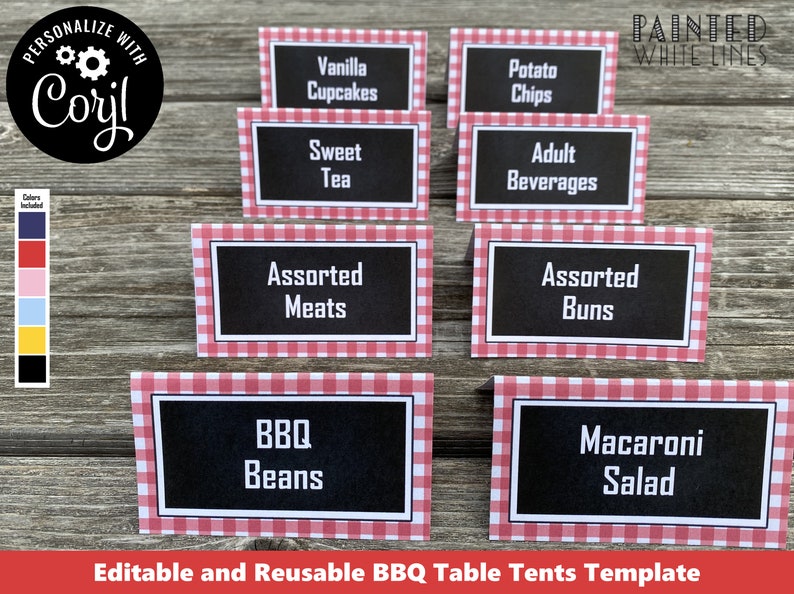 Printable Backyard BBQ Table Tents Template BBQ Food Labels Summer BBQ ...