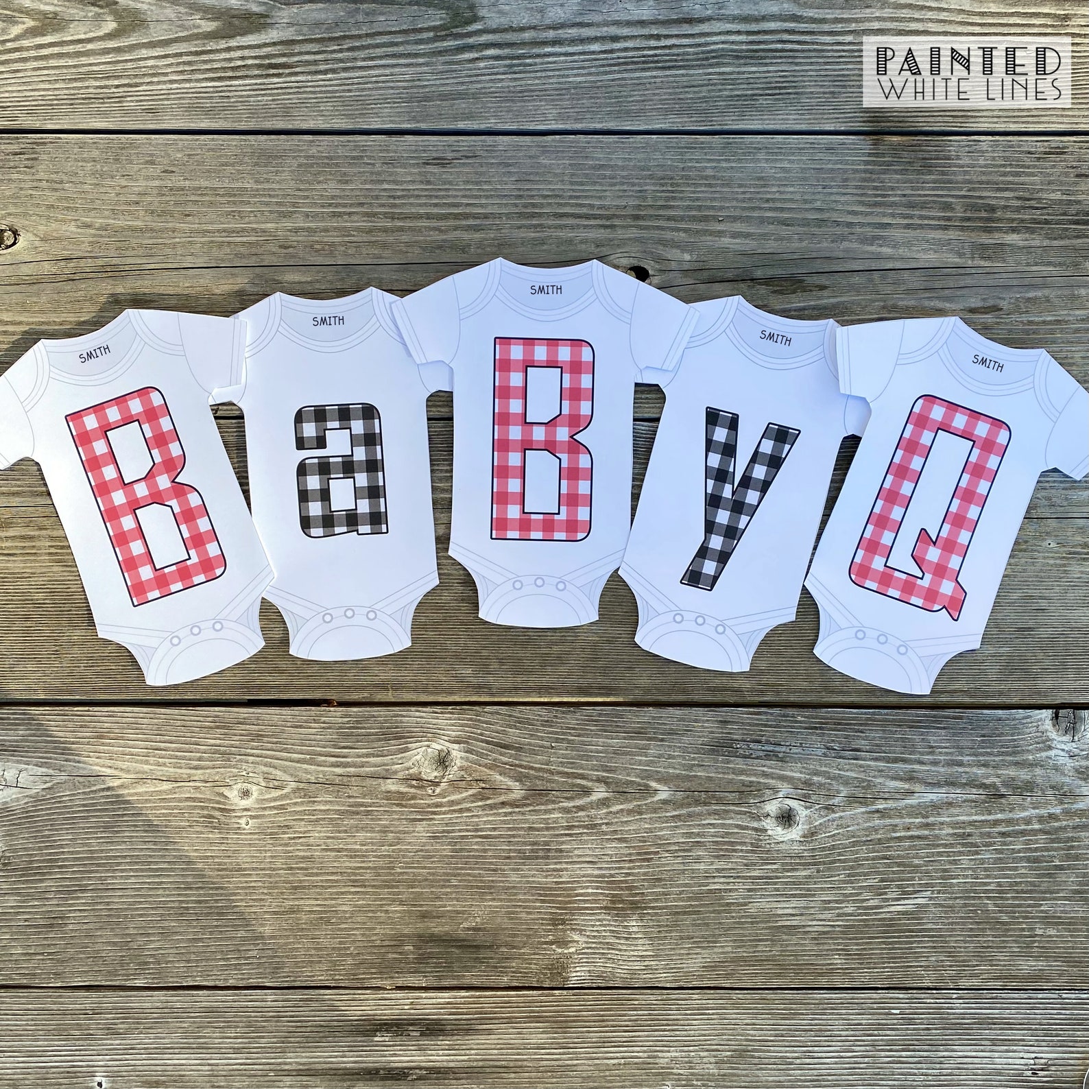 Babyq Decorations Gingham Picnic Baby Shower Centerpiece Banner ...