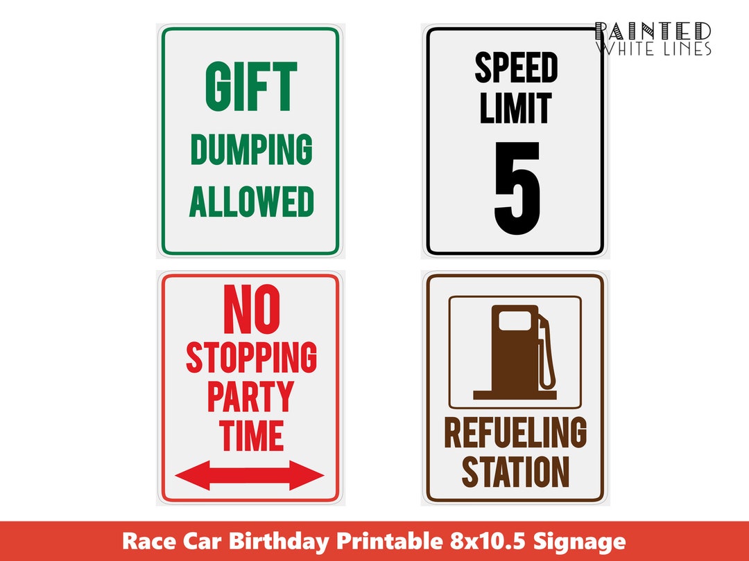 Racecar Theme Party Signage Printable Kids Birthday Decor Buffet Gift ...