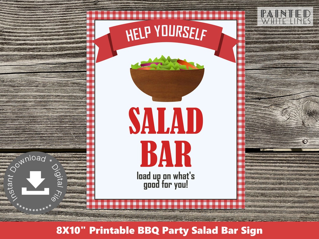 Salad Bar Sign BBQ Party Printable Decor Digital Party Picnic Party ...