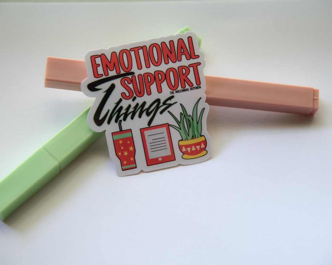 Emotional Support Things Sticker | Plants, Drinks & Emotional Damage - Etsy