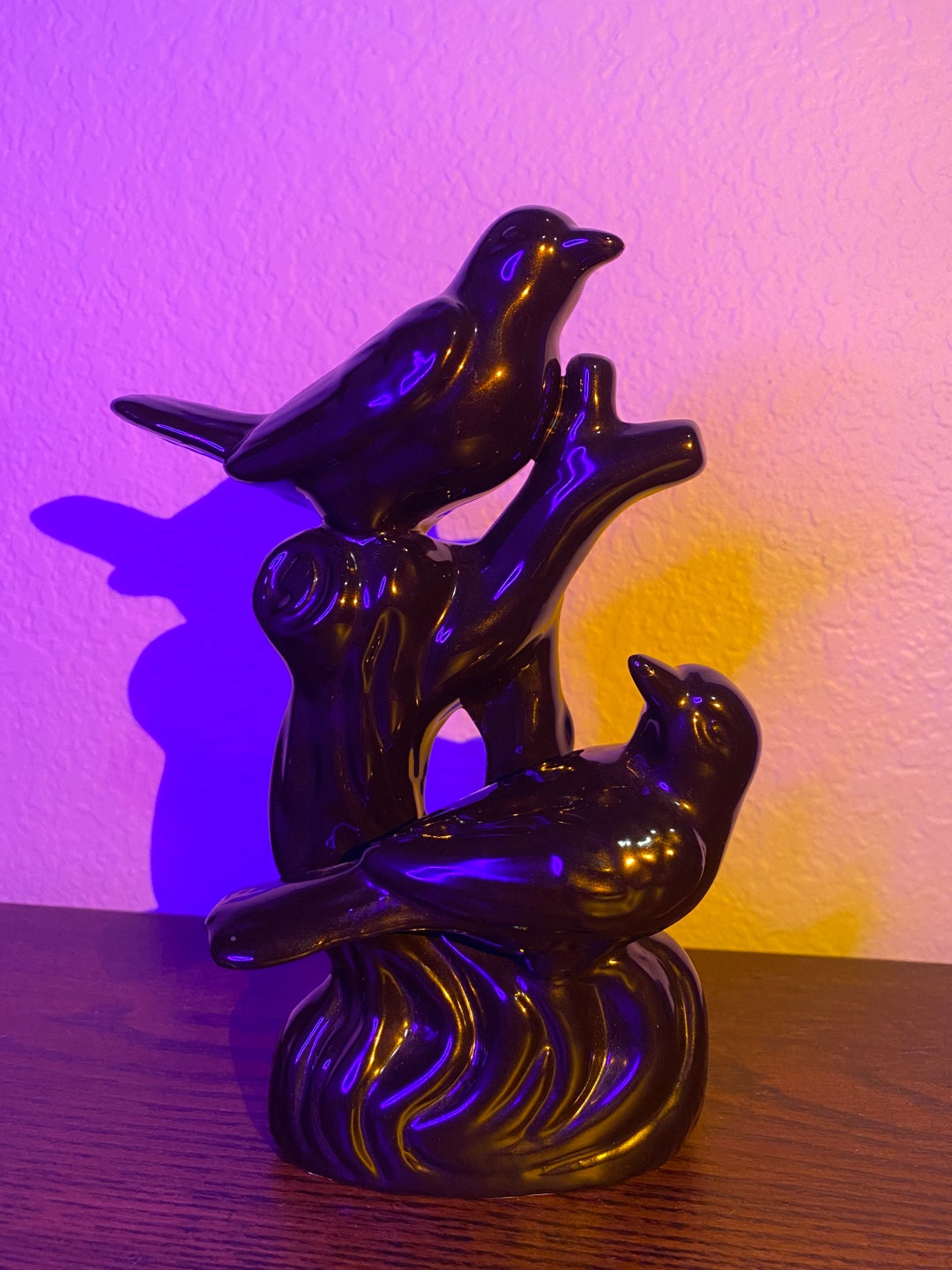 Vintage Pair of Birds Jet Black Ceramic Statue - Etsy
