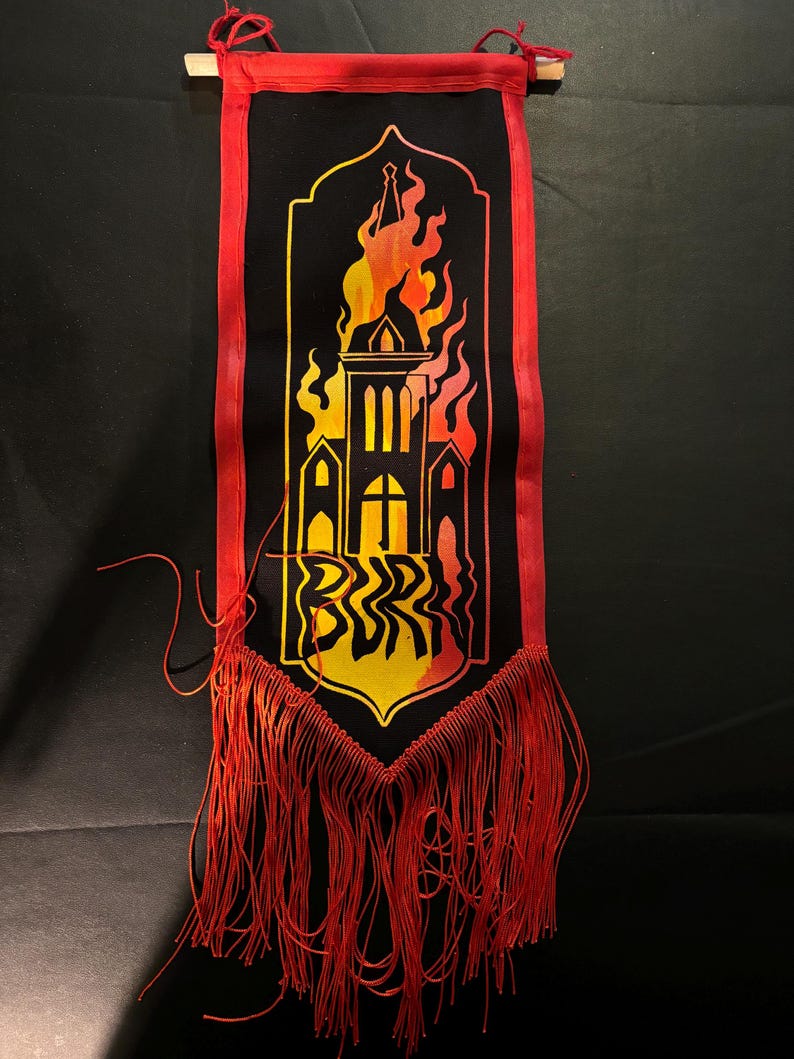 Burning Church Banner With Black Fringe - Etsy