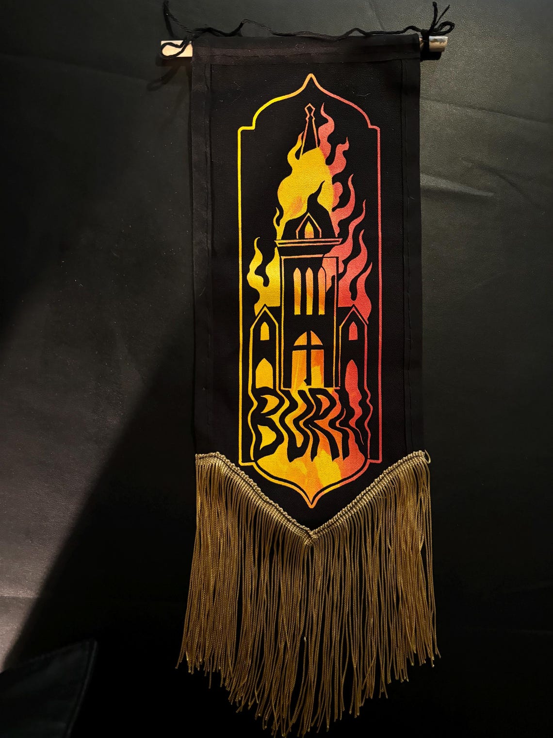 Burning Church Banner With Black Fringe - Etsy