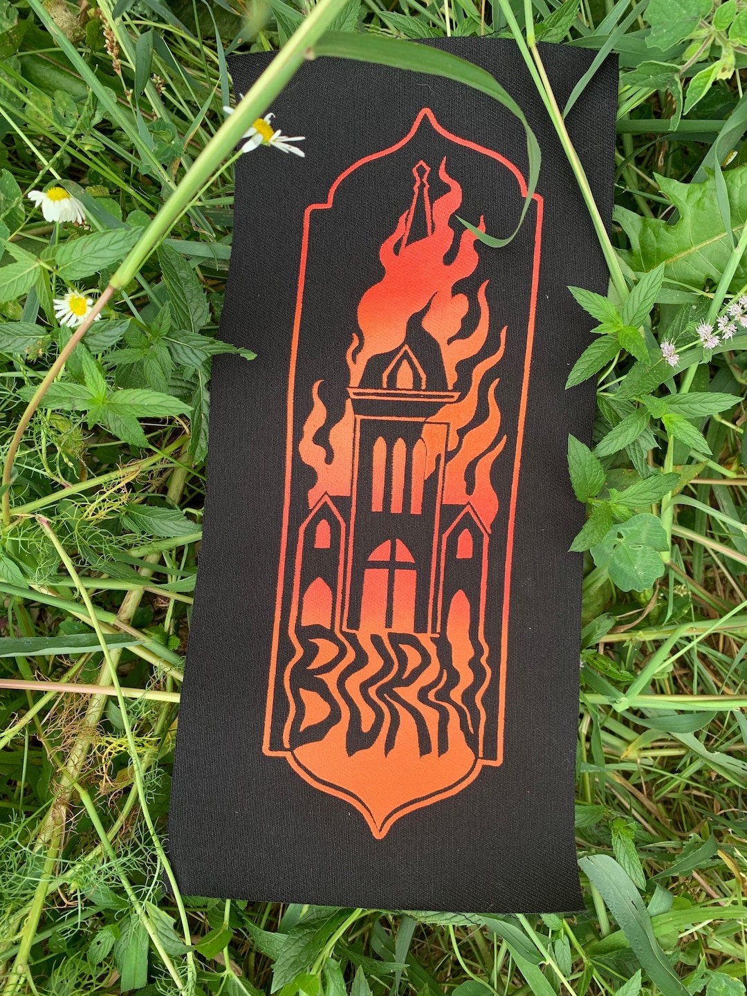 Burn Patch, Screenprinted Burning Castle Design - Etsy