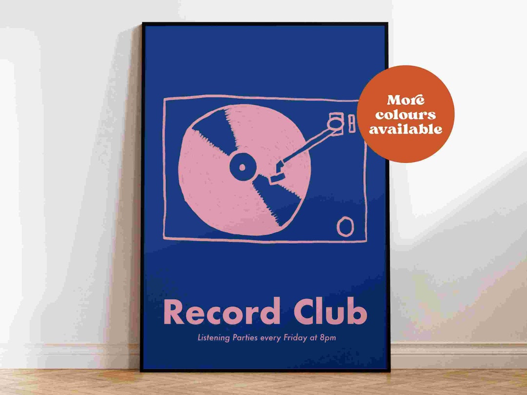 Record Club Poster Painted Print Indie Home Decor Vinyl - Etsy