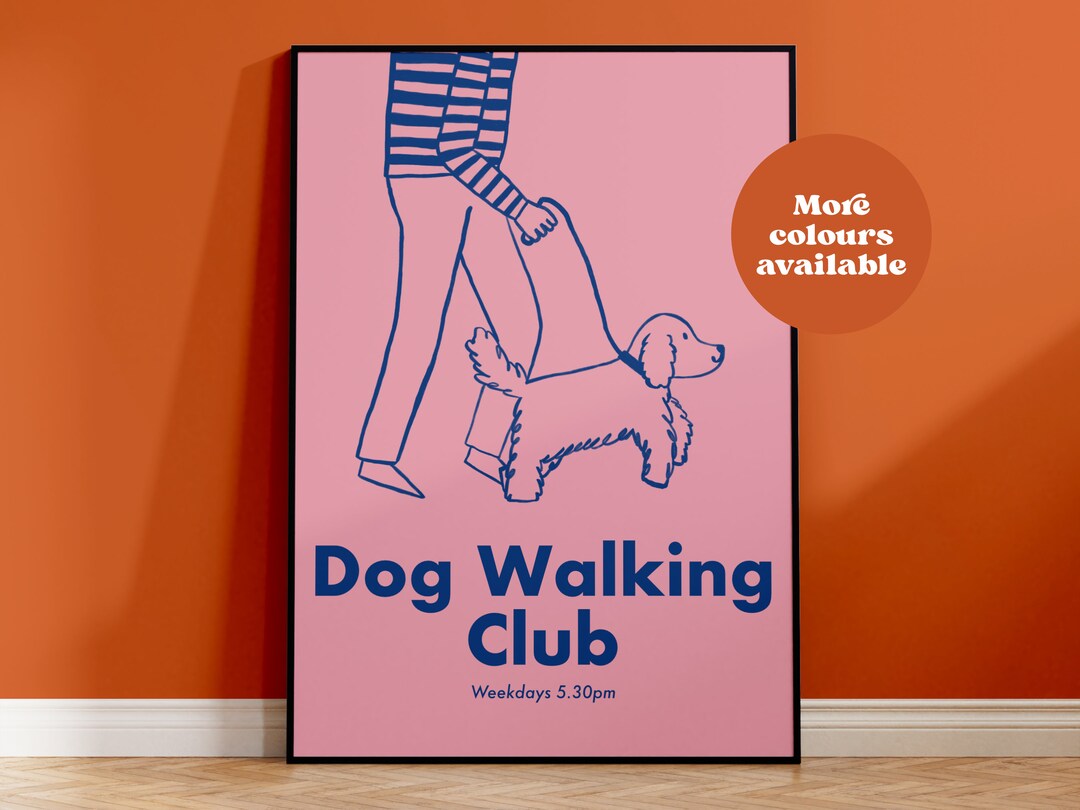 Dog Walking Club Poster, Painted Print, Cockapoo Art, Dog Print ...