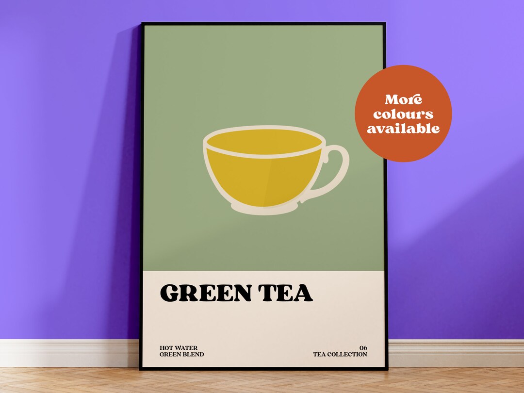 Green Tea Print, Tea Poster, Tea Collection, Print Set, Coffee Shop Art ...