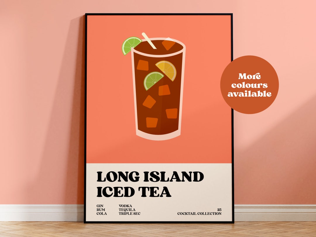 Long Island Iced Tea Poster, Cocktail Print, Gin Poster, Vintage Wall ...