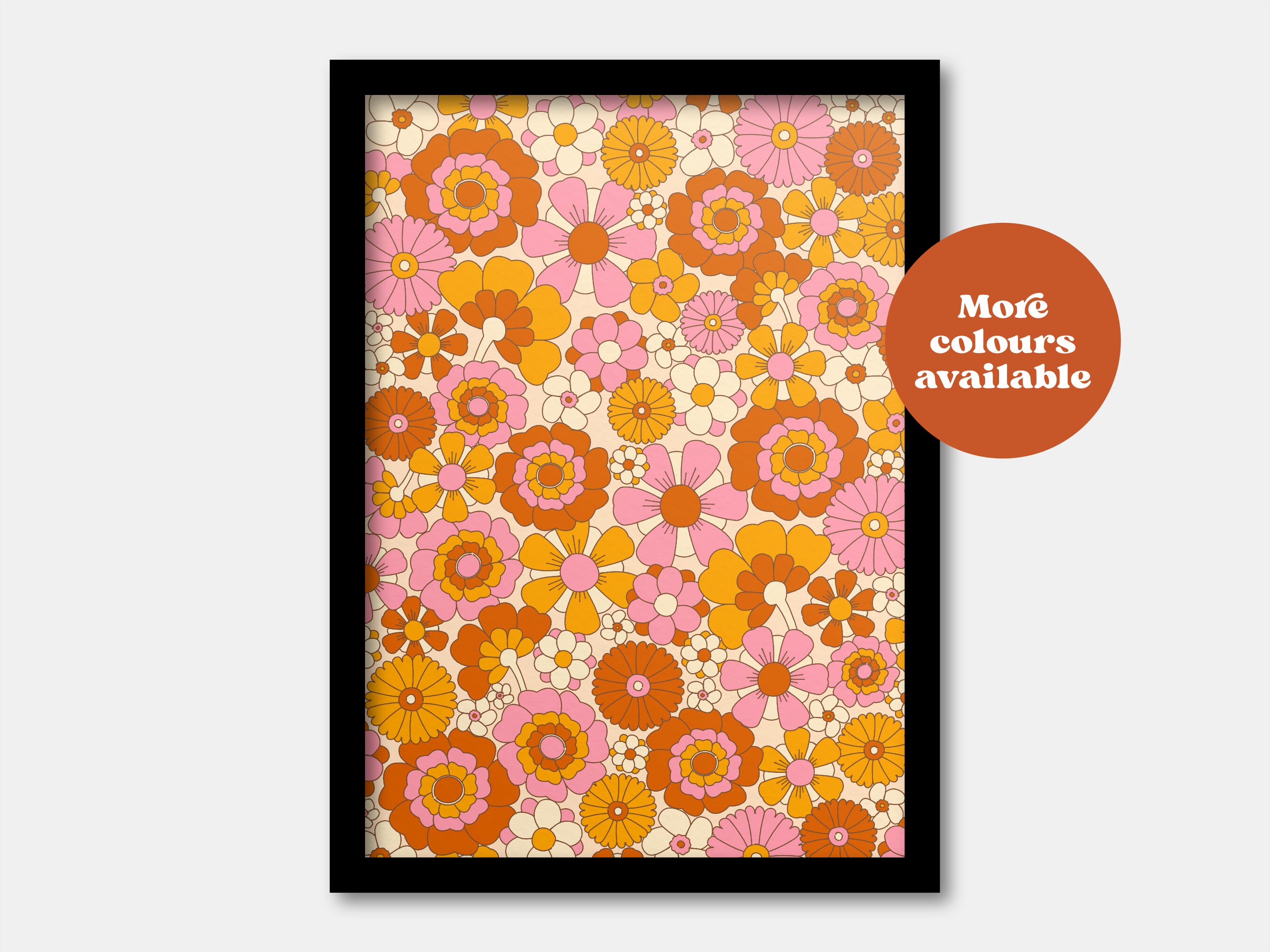 70s Flower Print Groovy Art 60s Print Boho Floral Retro | Etsy UK