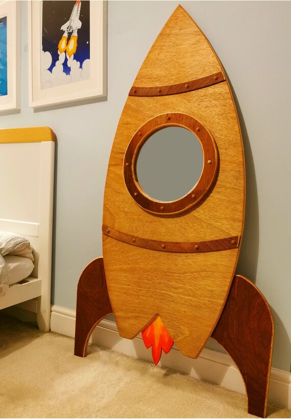 Children's Rocket Mirror Unique Rustic Design - Etsy