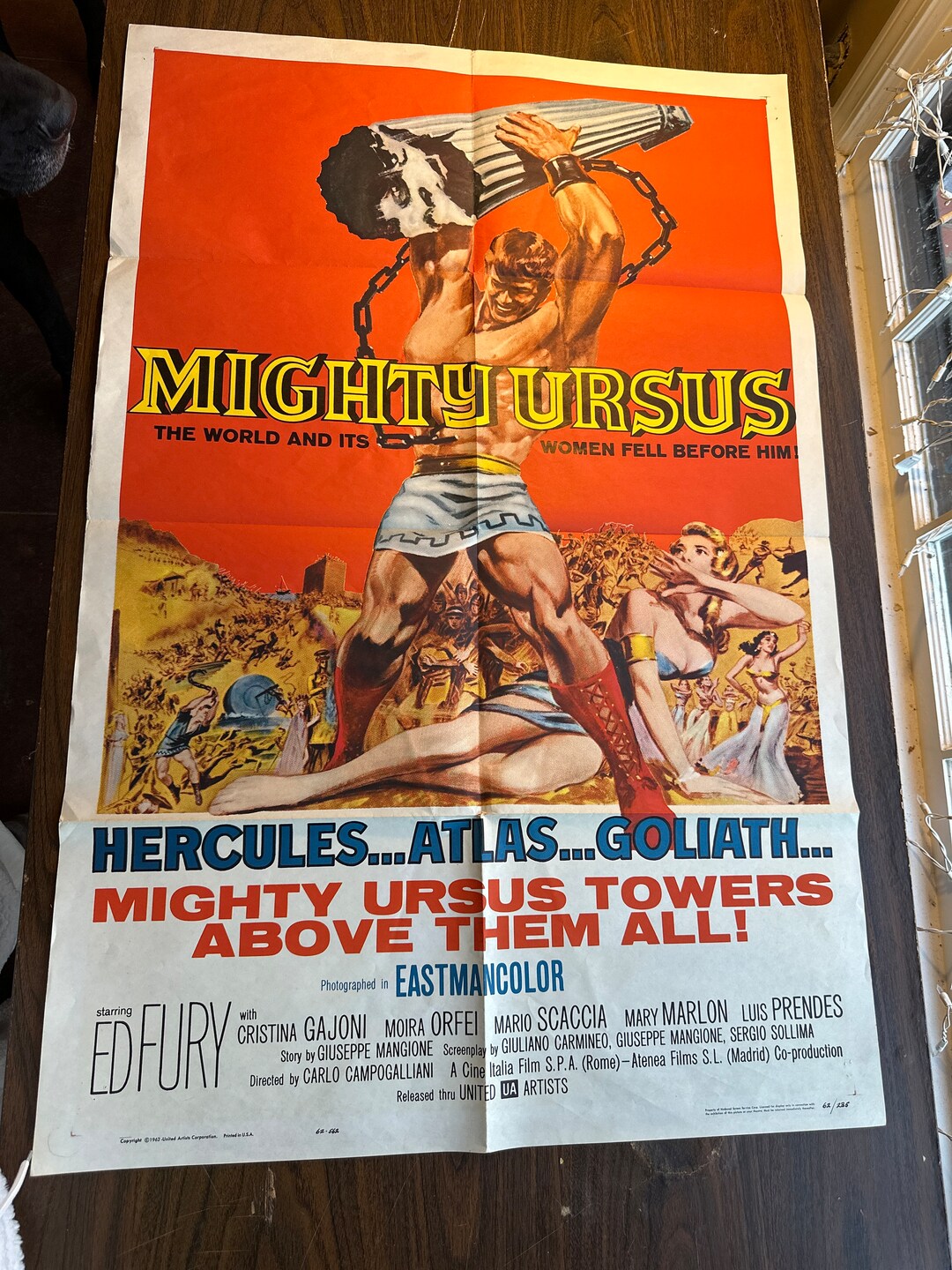 Mighty Ursus Original 1962 Movie Poster, #62/235, 27x41, Folded One ...