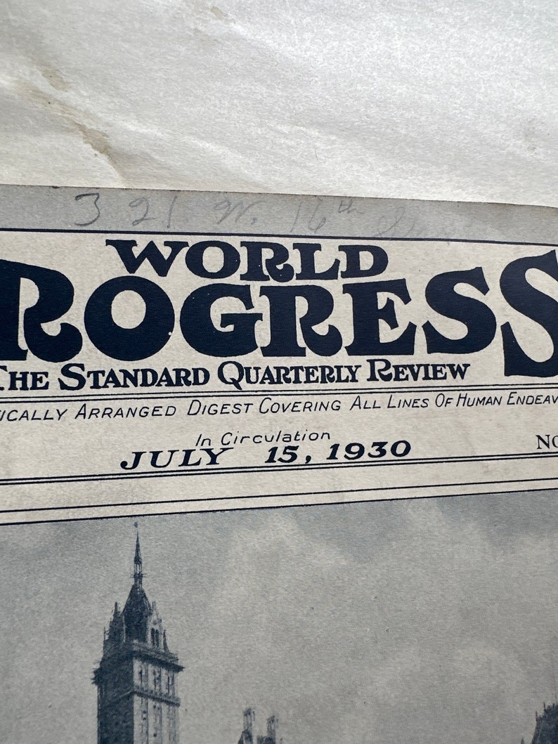 World Progress Magazine, the Standard Quarterly Review, July 15, 1930 ...