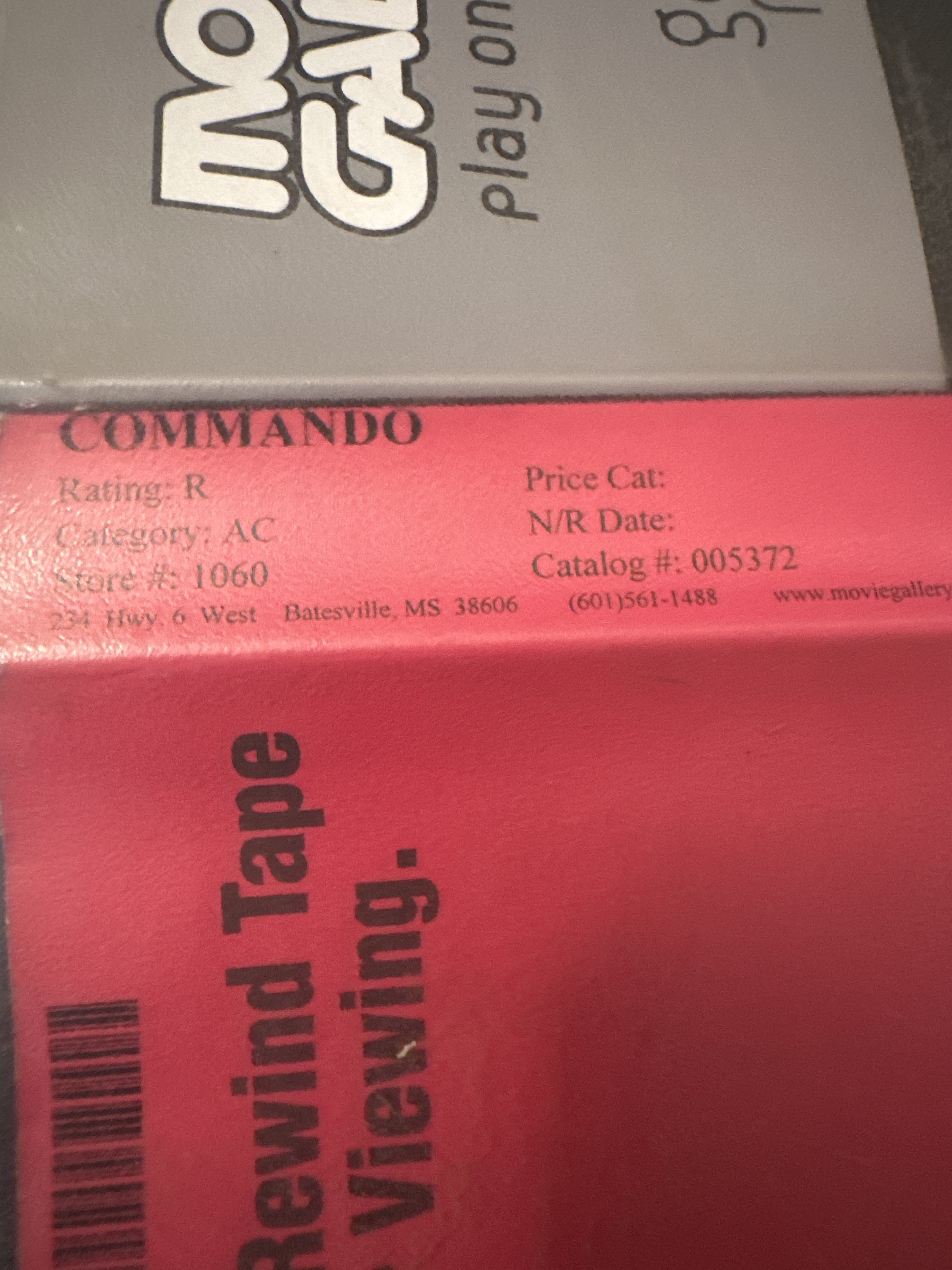 1985 Commando VHS, Movie Gallery Rental Hard Case, Schwarzenegger, Rae ...