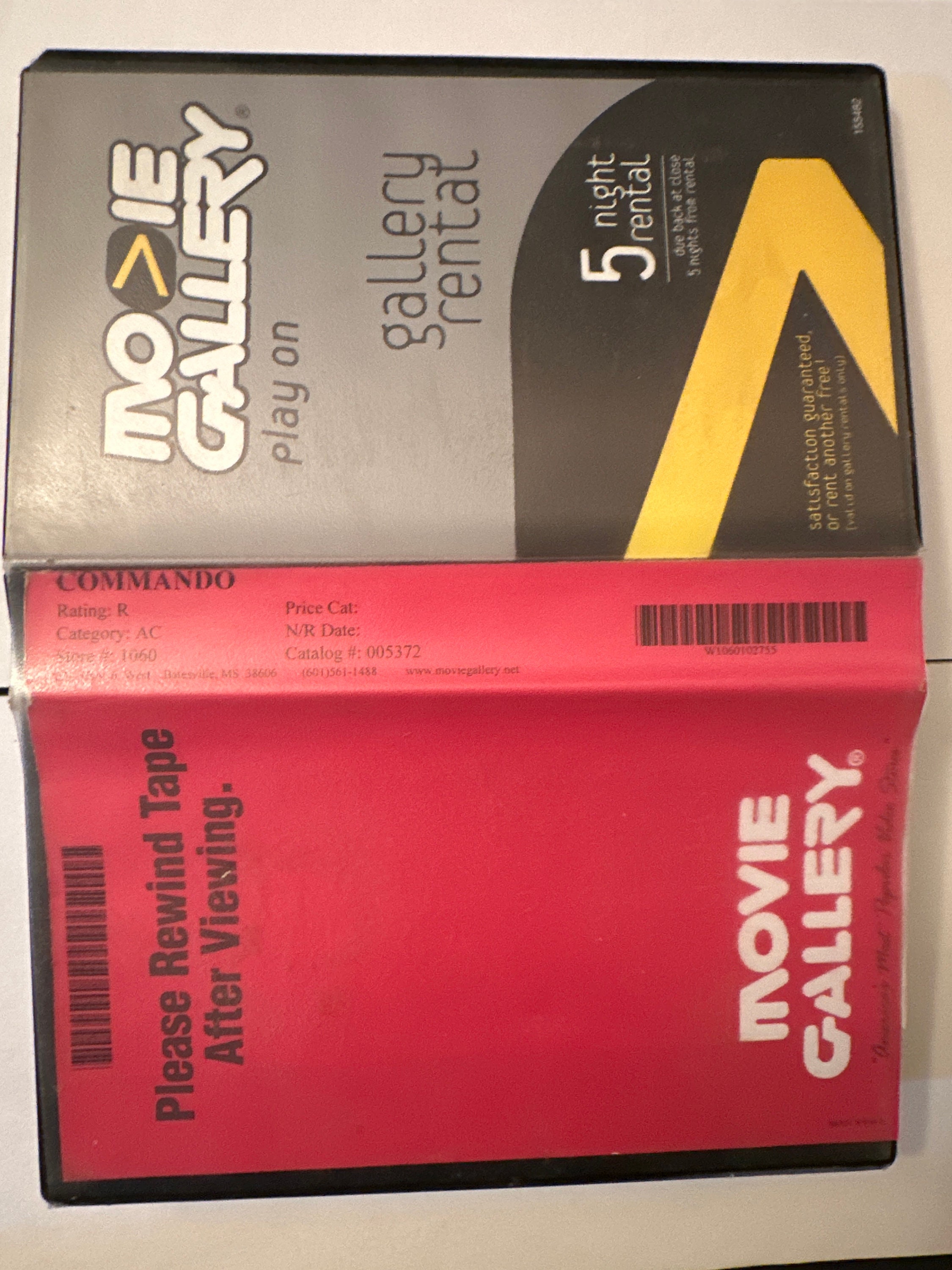 1985 Commando VHS, Movie Gallery Rental Hard Case, Schwarzenegger, Rae ...