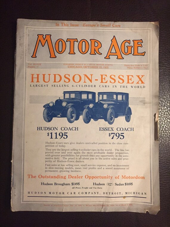 Motor Age magazine October 22 1925 original dealer magazine | Etsy
