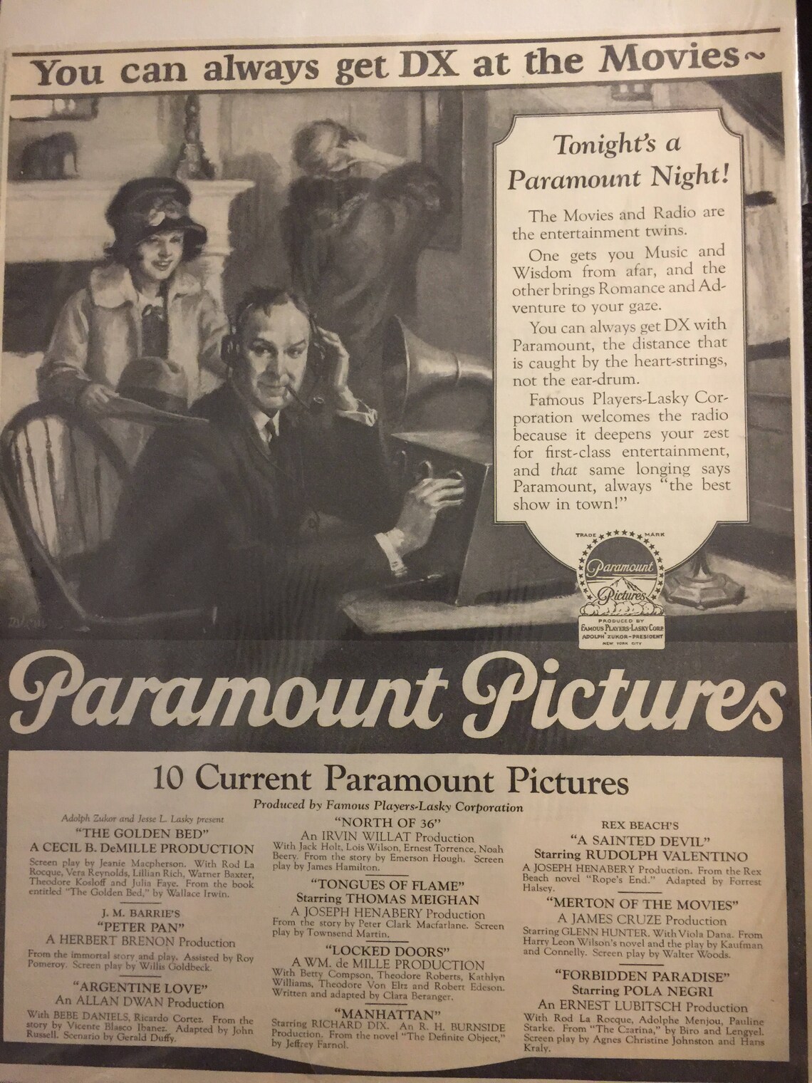 1925 Paramount Pictures Ad, Antique Magazine Ad - Etsy