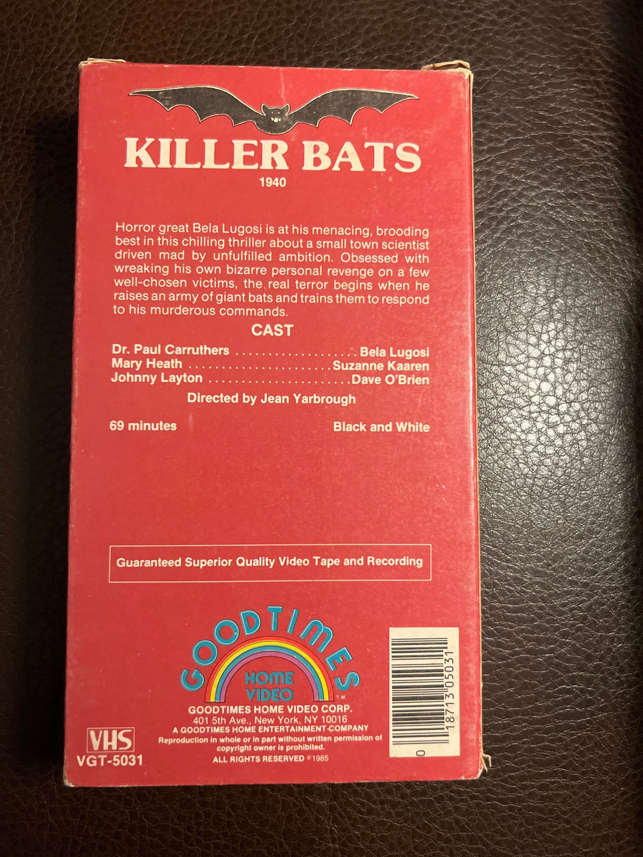 Bela Lugosi Killer Bats 1940 VHS 1985 Vintage Horror VHS - Etsy