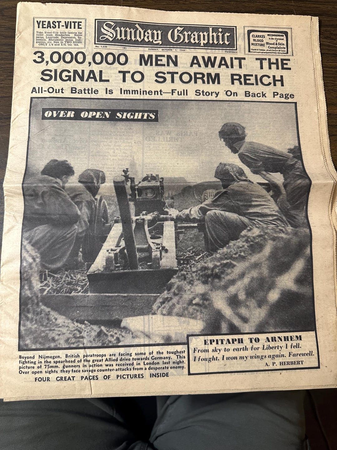 World War II Newspaper, October 1, 1944, Rare, British Overseas ...