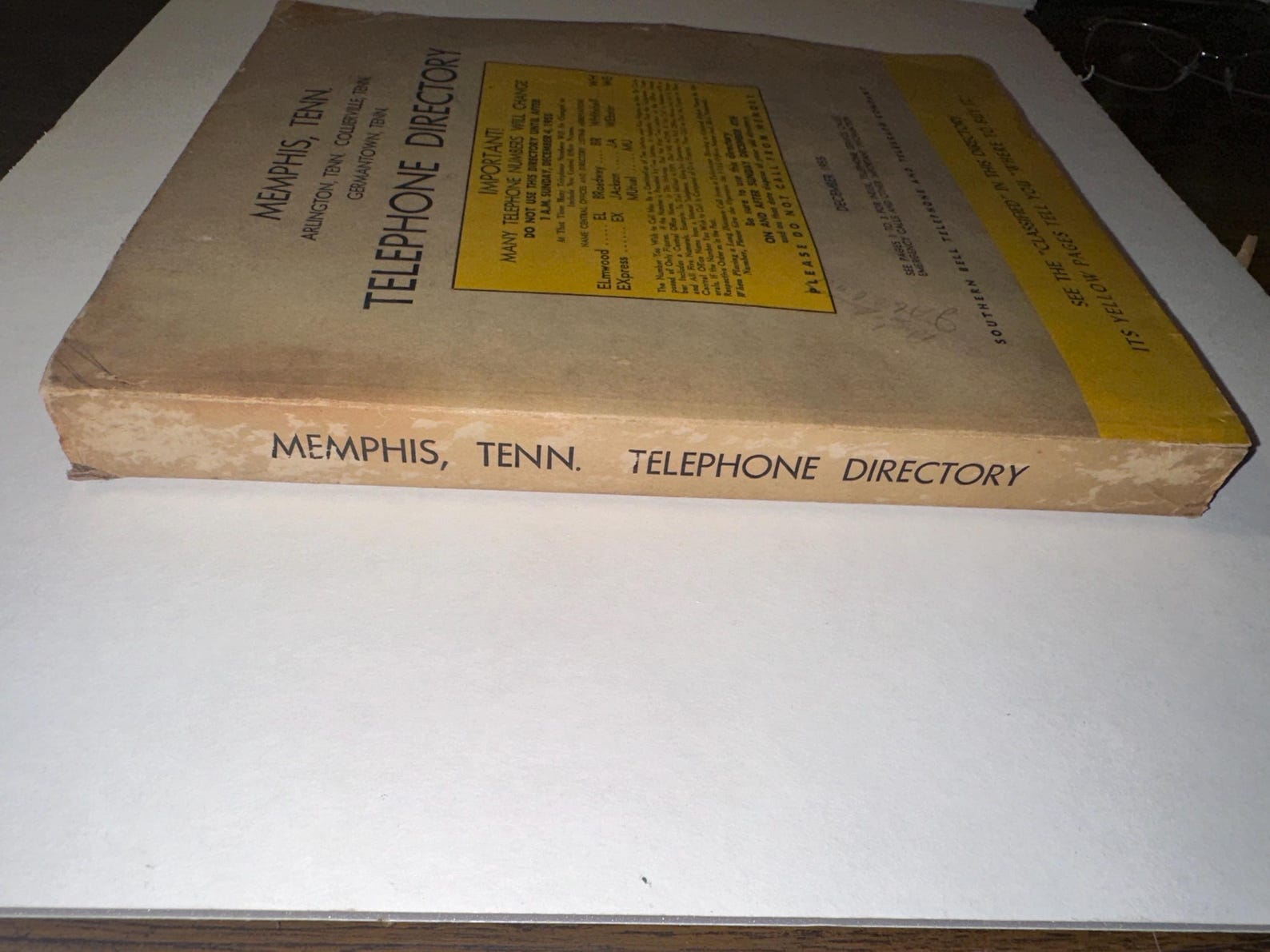 1955 Memphis, Tennessee Telephone Book Directory, December, Elvis ...