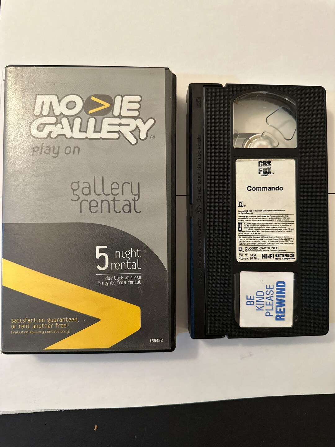 1985 Commando VHS, Movie Gallery Rental Hard Case, Schwarzenegger, Rae ...