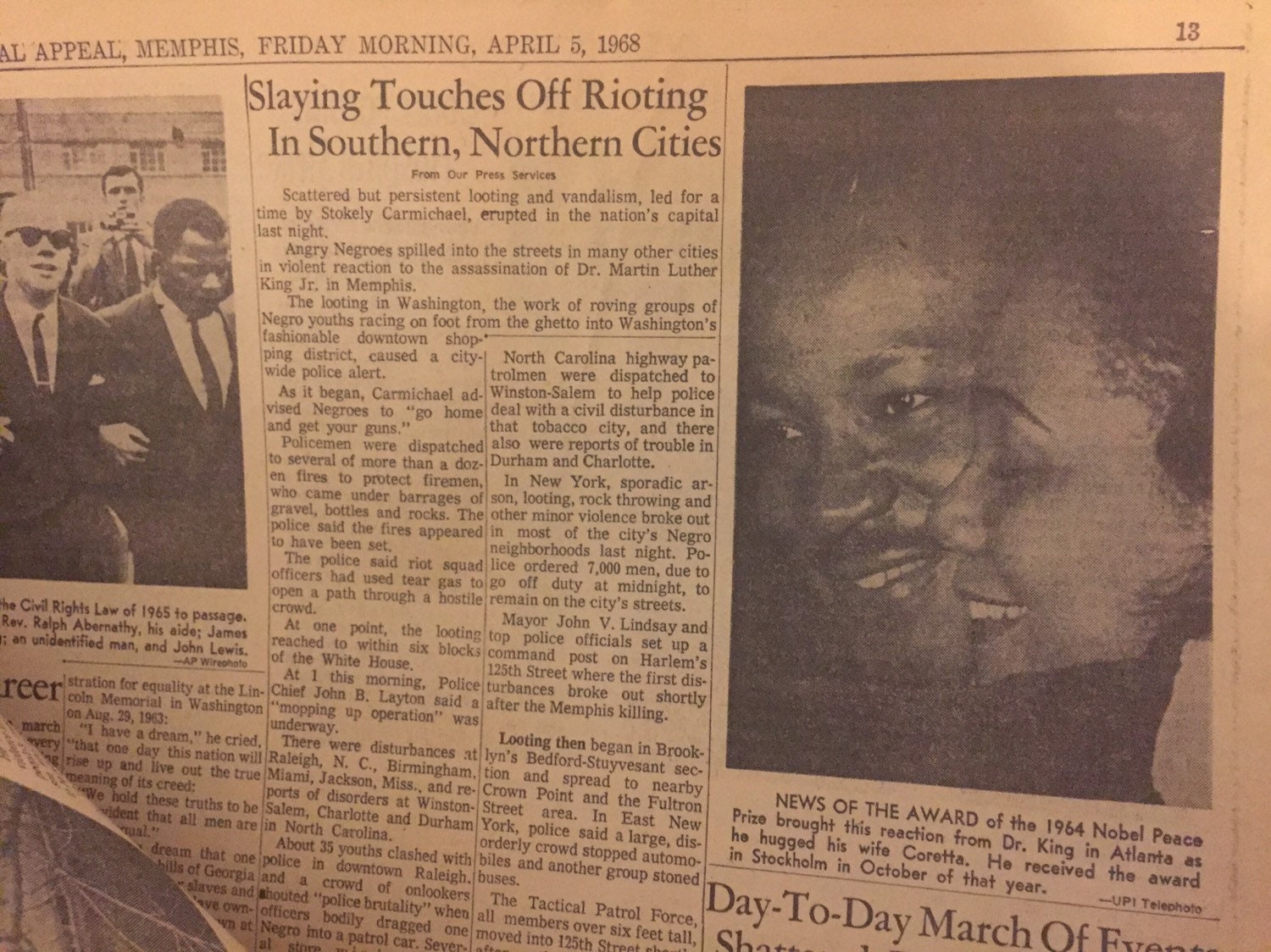 Original Martin Luther King Jr. Assassination Newspaper From the Day ...